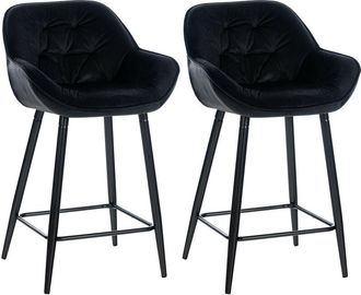 Clp 2er Set Barhocker Gibson Samt Sitzhöhe 76 cm schwarz