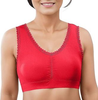 Generic Soutien-gorge 2026 pour femme - D&eacute;bardeur sans fil confortable et sexy - Grande taille &eacute;lastique - Pour le sport, Rouge, XXL