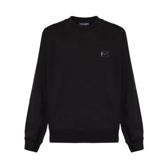 Dolce & Gabbana Homme, Sweatshirts et sweats &agrave; capuche, Noir, Taille: L SweaT-shirt ras du cou avec logo