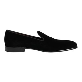 Dolce & Gabbana Schwarze Samt Slip On Loafers Formal - - Shoes - Herren - Schwarzk - 39 EU