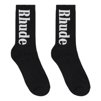 Rhude Homme, Sous-v&ecirc;tements, Noir, Taille: ONE Size Chaussettes en m&eacute;lange de coton avec logo