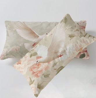 Generic Kissenbez&uuml;ge Rosa Kissenbezug 40x70cm Blumen Kissenbez&uuml;ge Leinen Dekokissen Kopfkissenbezug Cushion Cover Weich und Bequem Unsichtbarer Rei&szlig;verschluss