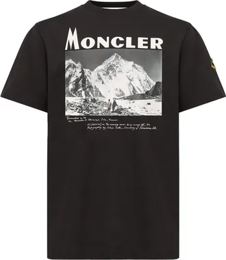 Moncler Moncler K2 Print Short Sleeve Cotton Jersey T-shirt, Men, Black, Size: Xl