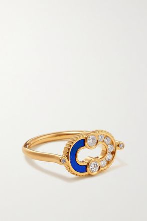 Viltier Magnetic Ring Aus 18 Karat Gold Mit Lapislazuli Und Diamanten
