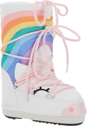 Moon Boot Rainbow Motif Snow Boot - White