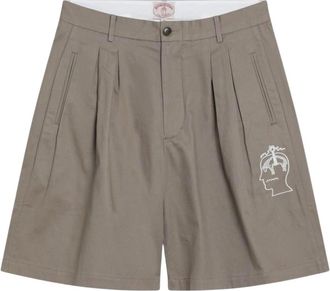 Brain Dead Homme, Shorts, Beige, Taille: W34 Short pliss&eacute; avec motif brod&eacute;