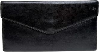 Celine Portefeuille allong&eacute; pr&eacute;-appartenance en cuir textur&eacute; - Femme - Pre-owned - Noir - Taille: ONE Size