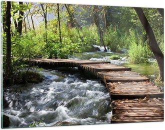 Arttor Wandbilder Dekoration Wohnzimmer Park natur grün bäume Bilder auf Glas 120x80cm Glasbild Schlafzimmer Küche Deko Wand Kunstdruck Art Groß XXL Wanddeko