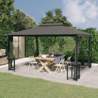 vidaXL Vidaxl - Tonnelle avec parois et toit double 3x4 m Anthracite