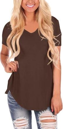 Generic Femme Tee Shirt Grande Taille D&eacute;contract&eacute;e Imprim&eacute; T-Shirt Hauts &Agrave; Manches Courtes D&eacute;t&eacute; Loose Basiques T-Shirt Sport Confortable Col Rond Haut Blouse 