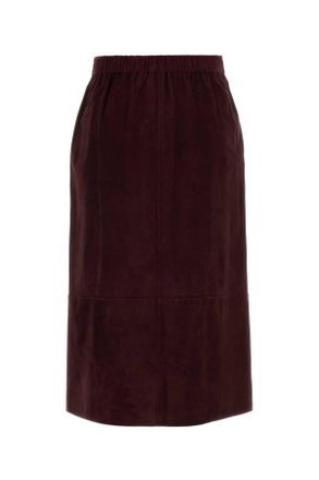 Max Mara Womens Burgundy Suede Gazza Skirt Dark Ruby Gonne