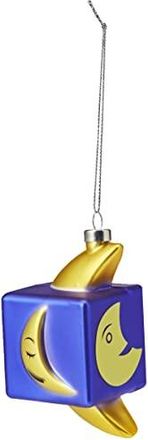 Alessi Mooncube GJ02 8 Weihnachtsdekoration im Vintage-Design, Mond-Figur, mundgeblasen, handbemalt, Mehrfarbig