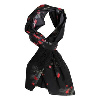 Dolce & Gabbana unisex, Accessoires, Noir, Taille: ONE Size &Eacute;charpe noire &agrave; imprim&eacute; floral pour le cou