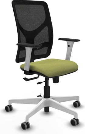 Piqueras y Crespo B&uuml;rostuhl mit wei&szlig;en und schwarzen Armlehnen, h&ouml;henverstellbare Lendenwirbelst&uuml;tze, ausgestattet mit Syncro/Traslack und Schneideschaum, Schwarz/Olivg