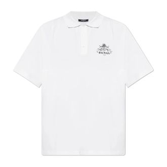 Balmain Printed Vine Polo - - Tops - Herren - Wei&szlig; - M