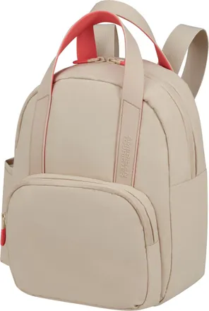 American Tourister Puffypop - Mini Rucksack für Damen (35 cm, 8.5 L) - Fach für AirPods & Tablet - 2 Flaschenhalter - Beige
