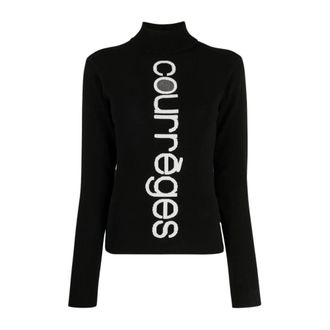 Courr&egrave;ges Intarsien-Pullover mit hohem Kragen - - Knitwear - Damen - Schwarzk - S