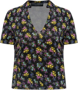 Dolce & Gabbana Femme, Tops, Multicolore, Taille: 36 FR Small Floral-Print Silk Pullover