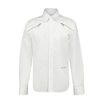 Off-white Femme, Blouses et Chemises, Blanc, Taille: 44 FR Quote Poplin Shirt with Side Zips