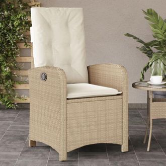 vidaXL Vidaxl - Gartensessel mit Kissen Verstellbar Beige Poly Rattan