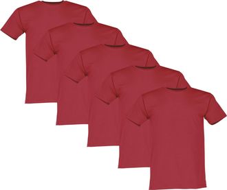 Fruit Of The Loom Original T Shirt 5er-Pack Herren, Brick Red, 3XL