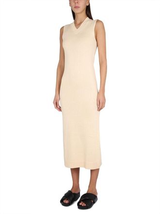 Aspesi V-Neck Cotton Dress - Ivory