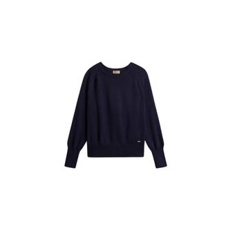 Woolrich Cotton Modal Rundhals-Pullover - - Knitwear - Damen - Blau - M