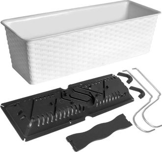 Deuba Blumenkasten 49x16x17,5 cm 12 Liter Selbstbewässerungssystem Geländerkasten Balkonkasten Ratolla Blumentopf Weiß