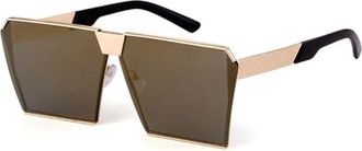 Generic Lunettes de soleil tendance 2025 à verres miroir steampunk pour homme en métal cool Hip Hop nuances vintage surdimensionnées carrées plates pour femme