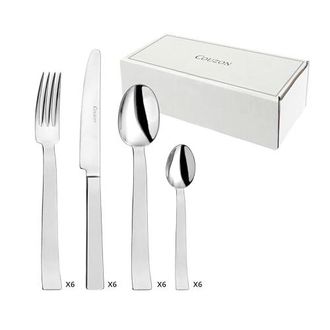 Bloomingdale's M&eacute;nag&egrave;re 24 couverts de table pour 6 personnes - Ato Miroir - Acier inoxydable 18/10, Finition Miroir, Epaisseur 3 mm - Inox
