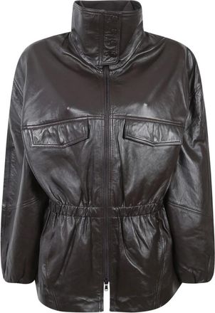 Frankie Shop Femme, Vestes, Violet, Taille: 38 FR Carnaby Veste en cuir &agrave; col chemin&eacute;e