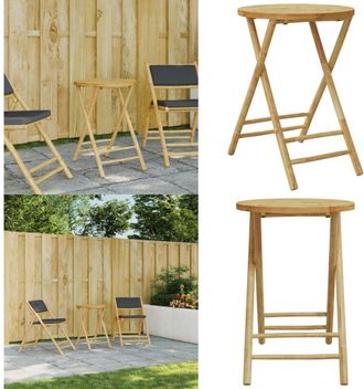 vidaXL Table de jardin pliable &Oslash;55x75 cm bambou - Table De Jardin Pliable - Table En Bambou - Mobilier De Jardin - Table Ext&eacute;rieure - Table Ronde - Home &