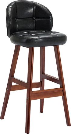 Generic Vintage-Barhocker mit PU-Lederpolsterung und Holzbeinen, R&uuml;ckenlehnenhocker f&uuml;r K&uuml;chentheke, Esszimmer, Couchtisch