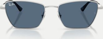 Ray-Ban Drea - Lunettes de soleil irr&eacute;guli&egrave;res &agrave; verres bleus - Argent&eacute;