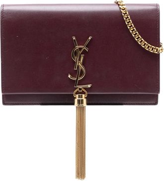 Saint Laurent Hobo Bags - Smooth Calfskin Monogram Kate Tassel Wallet on Cha - Gr. unisize - in Rot - f&uuml;r Damen