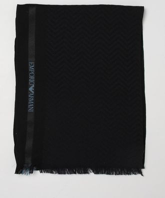 Emporio Armani &Eacute;charpe en m&eacute;lange de laine et soie avec logo contrastant