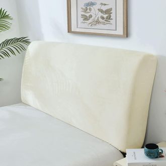 Generic Samtbezug Kopfteil Bezug Queen California King Stretch Bettkopfteil Bezug Staubdichter Schutzh&uuml;lle f&uuml;r Schlafzimmerdekoration Creme Gesamtl&auml;nge des Ko
