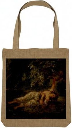 Fabulous Sac Shopping Tote Bag Aspect Lin - Eugene Delacroix La mort dOphelie Peinture Shakespeare - Sac de Courses Toile Epaisse 360g Beige Naturel Cabas Port