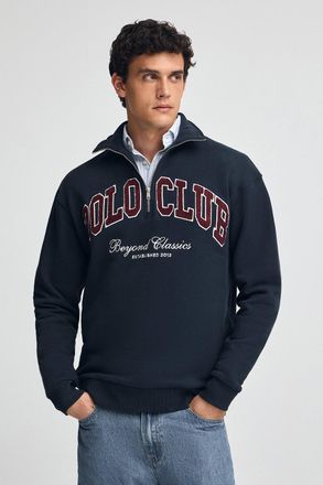 Polo Club Sweatshirt marineblau mit halbem Rei&szlig;verschluss und Logo Established 2012 Polo Club