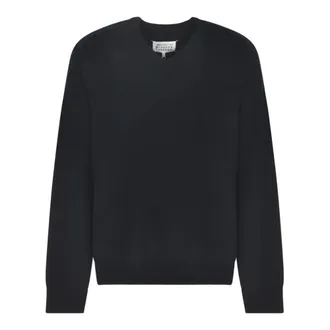 Maison Margiela Homme, Pulls, Noir, Taille: L Maille V en Tricot