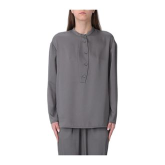 Emporio Armani Bluse im koreanischen Stil aus Satin - - Tops - Damen - Grau - S