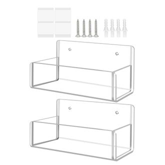 Generico Wandregal f&uuml;r Gew&uuml;rze, schwebende Gew&uuml;rzregale, versteckte Montage, 2 Acrylregale, Organizer f&uuml;r K&uuml;che, Speisekammer, Gew&uuml;rzstation, Lebensmittelzuber