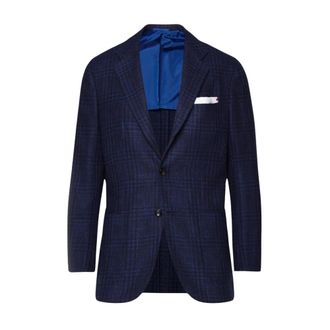 Kiton Handgefertigte karierte Jacke aus Kaschmir-Mischgewebe - - Jackets - Herren - Blau - L