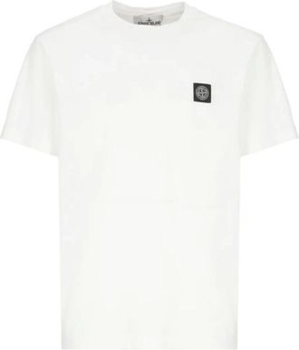 Stone Island Homme, Tops, Blanc, Taille: 2XL T-shirt &agrave; Manches Courtes