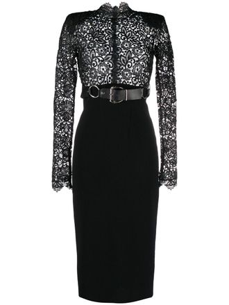 Roberto Cavalli robe &agrave; empi&egrave;cements en dentelle - Noir