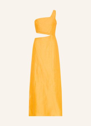 Maje One-Shoulder-Kleid Mit Leinen Und Cut-Out orange