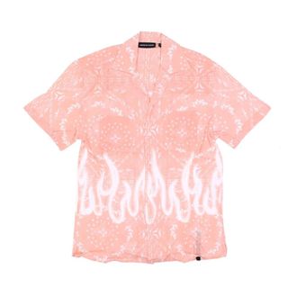 Vision Of Super Flames Bandana Print Short Sleeve Shirt - - Shirts - Herren - Rosa - XL