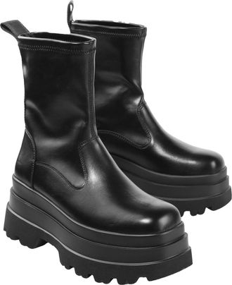 Buffalo Damen Schuhe Plateaustiefel Stiefeletten Boots Jupiter Sock Boot, Farbe:Schwarz, Schuhgröße:EUR 39, Artikel:-Black