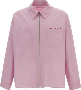 Marni Homme, Chemises, Rose, Taille: M Poplin Zip Shirt