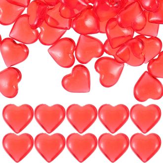 Angoily Rote Halbtransparente Acryl-Herz Deko Langlebig als Vase Füller und Tischstreu für Hochzeit Valentinstag Party Geschenk Romantische Tischdekoration